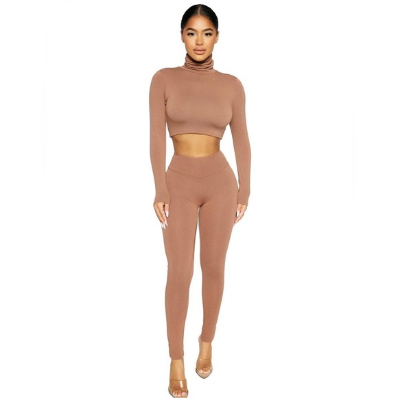 naked wardrobe | Tops | Naked Wardrobe Turtleneck Crop In Mocha | Poshmark